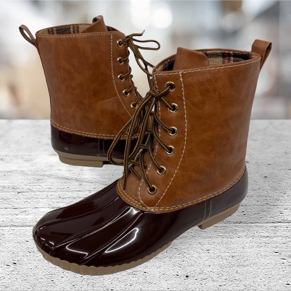 Yoki | Shoes | Yoki Dylan Brown Plaid Womens Laceup Rain Duck Boots Size 75 Worn Once | Poshmark